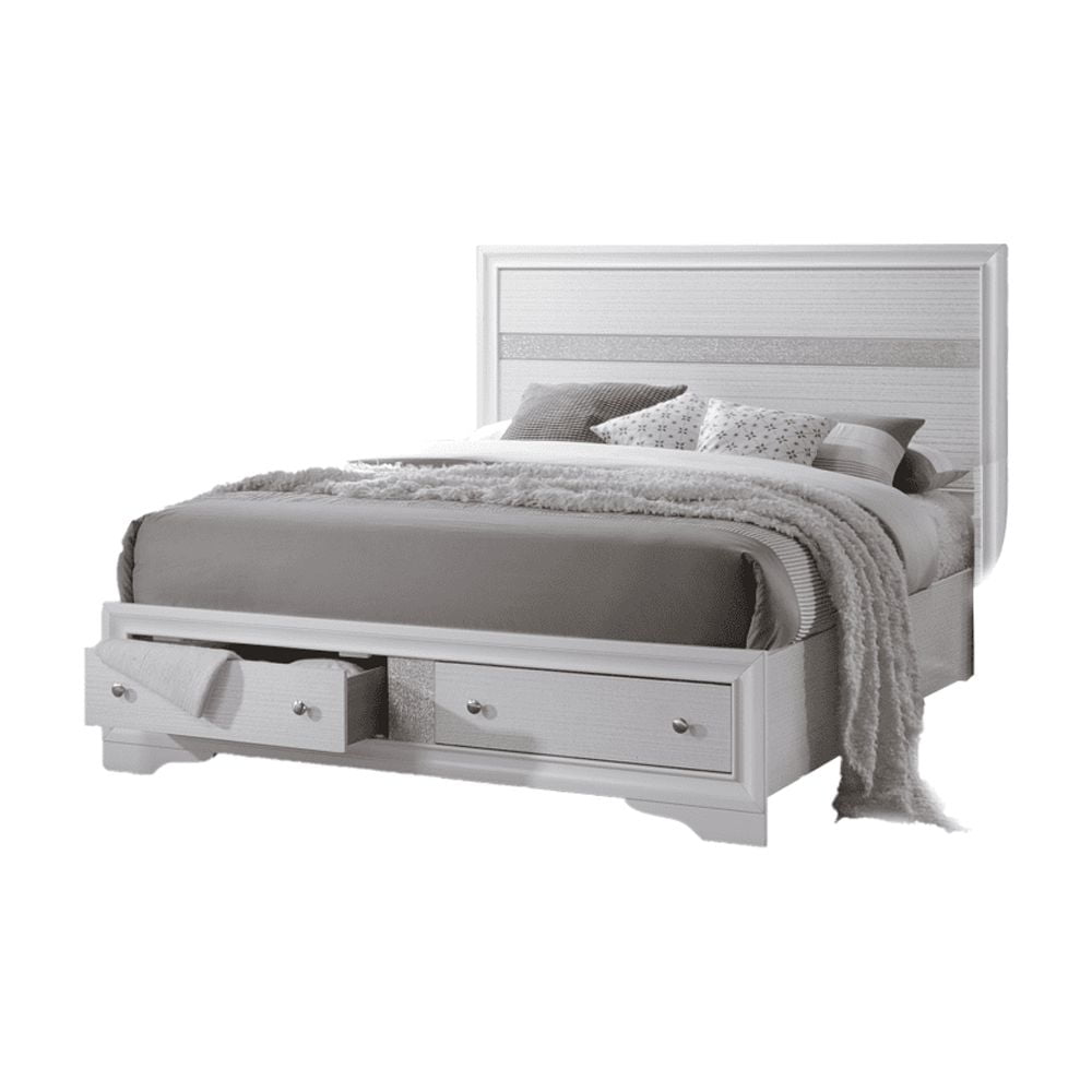 Matrix Traditional Style Full Size Storage Bed Made with Wood in White ...