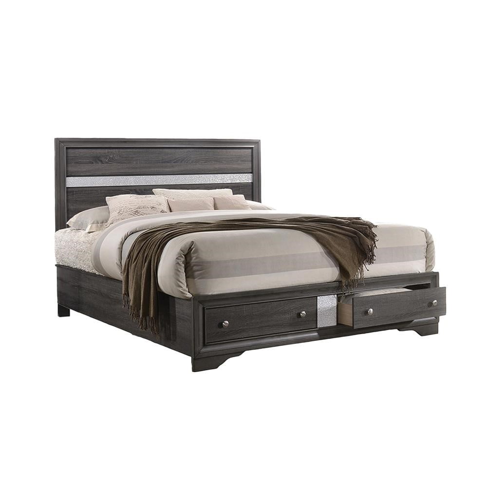 Matrix Traditional Style Full Size Storage Bed made with Wood in Gray ...