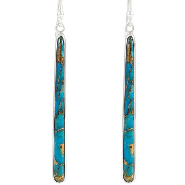 Matrix Turquoise Earrings Sterling Silver 925 and Genuine Turquoise ...