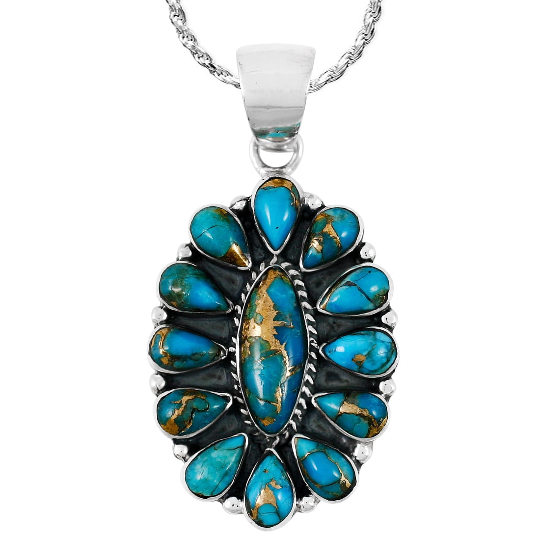 Matrix Turquoise Jewelry Necklace for Women Sterling Silver 925 ...