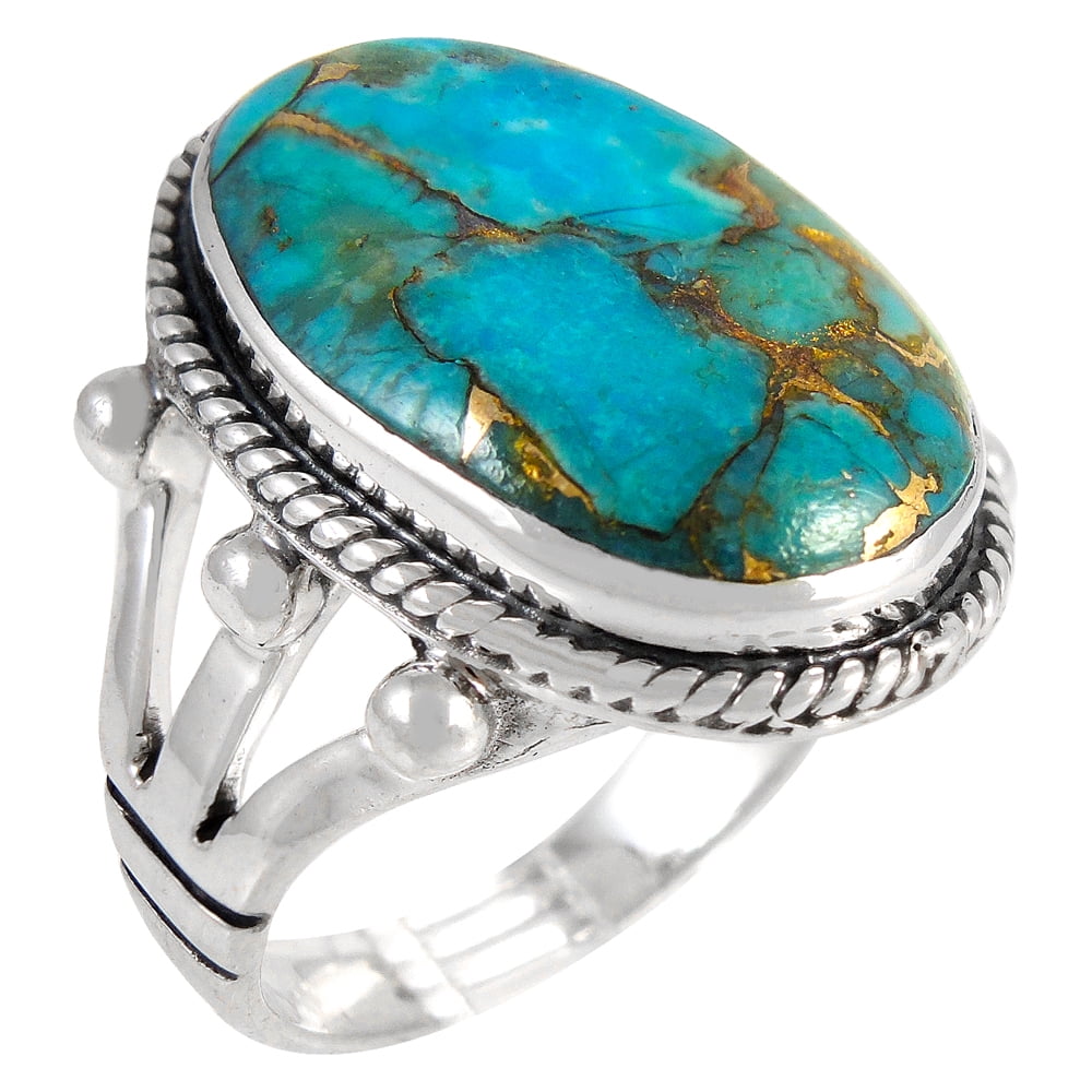 Matrix Turquoise Jewelry Ring for Women Sterling Silver 925 | Turquoise ...
