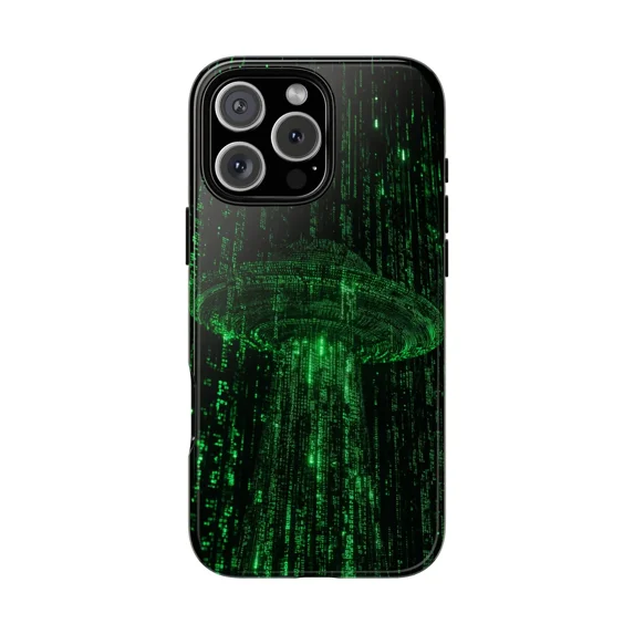 Matrix UFO Spaceship Code Art iPhone Case 17 through 11 Pro Max ...