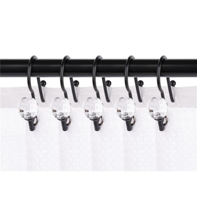 Matt Black Rustproof Zinc Double Shower Curtain Shower Hooks for ...