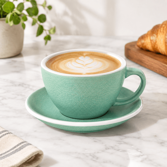 Matt Cappuccino Cup 10 Oz Ceramic Latte Art Mug With Saucer Thick ...