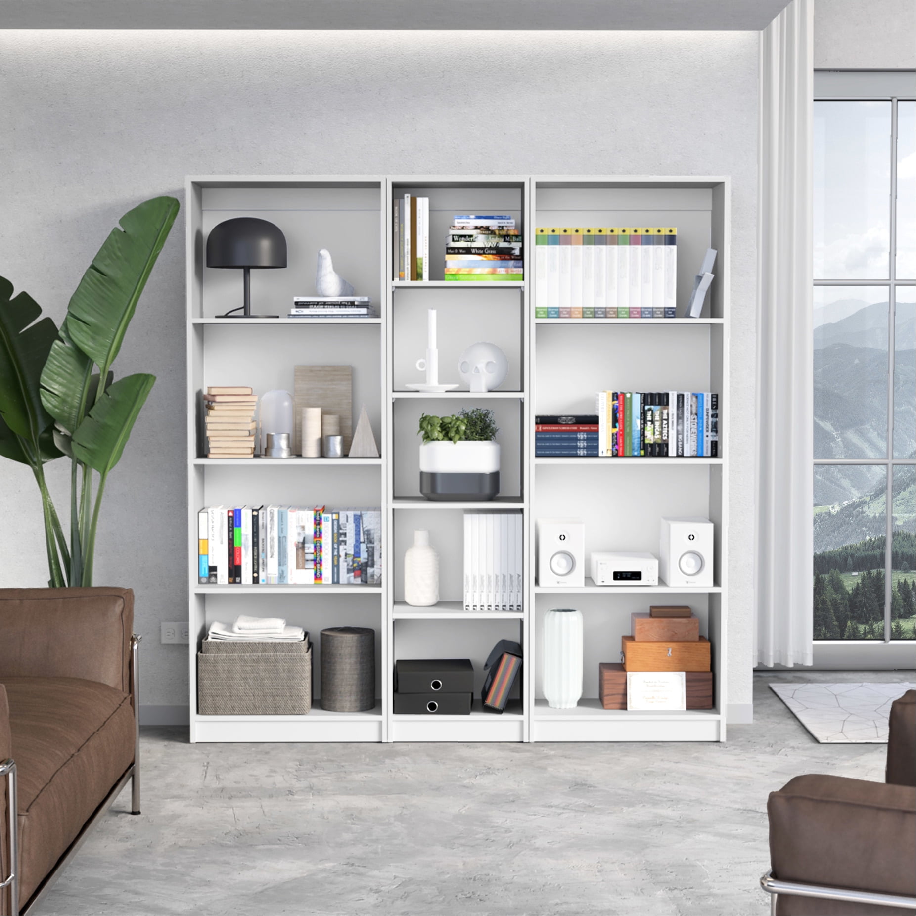 Matt Finish Bookcase Set - Create a Contemporary Vibe in Your Living ...