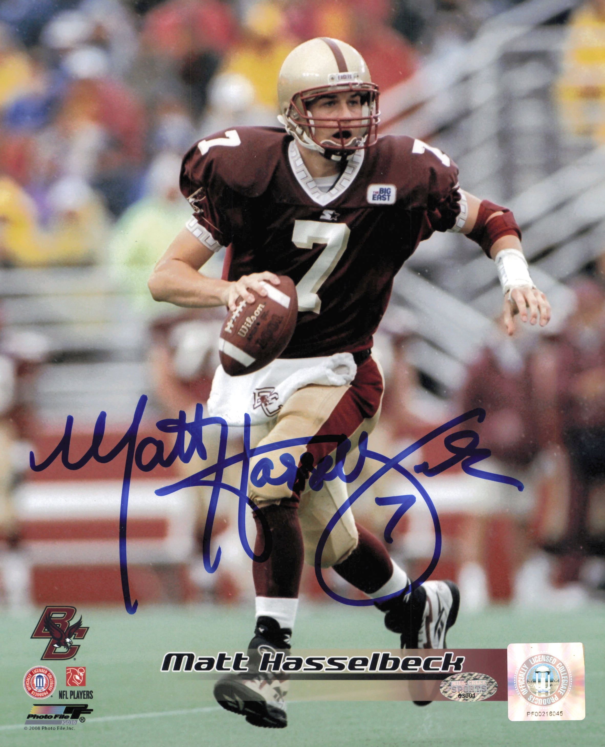 Matt Hasselbeck Autographed 8x10 Photo Boston College Eagles MCS Holo ...