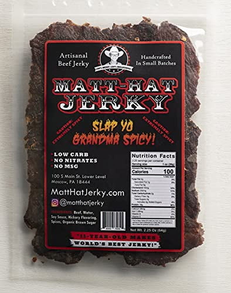 Matt-Hat Slap Yo Grandma Artisanal Beef Jerky made with Soy Sauce ...