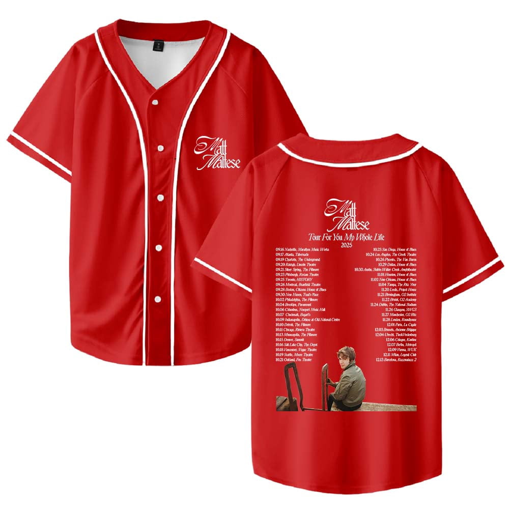 Matt Maltese Tour For You My Whole Life 2025 Baseball Jersey V-Neck ...