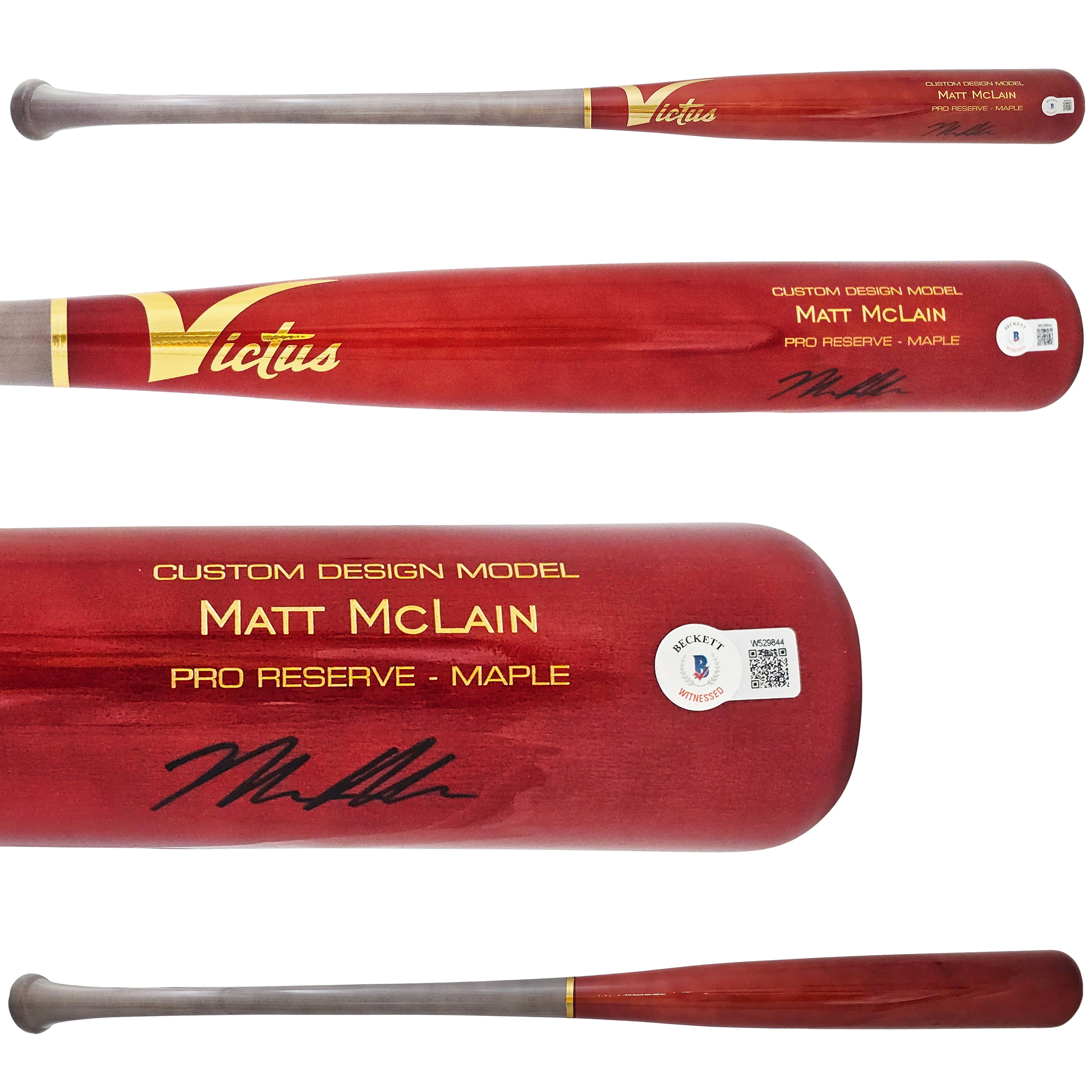Matt McLain Autographed Red Victus Player Model Bat Cincinnati Reds ...