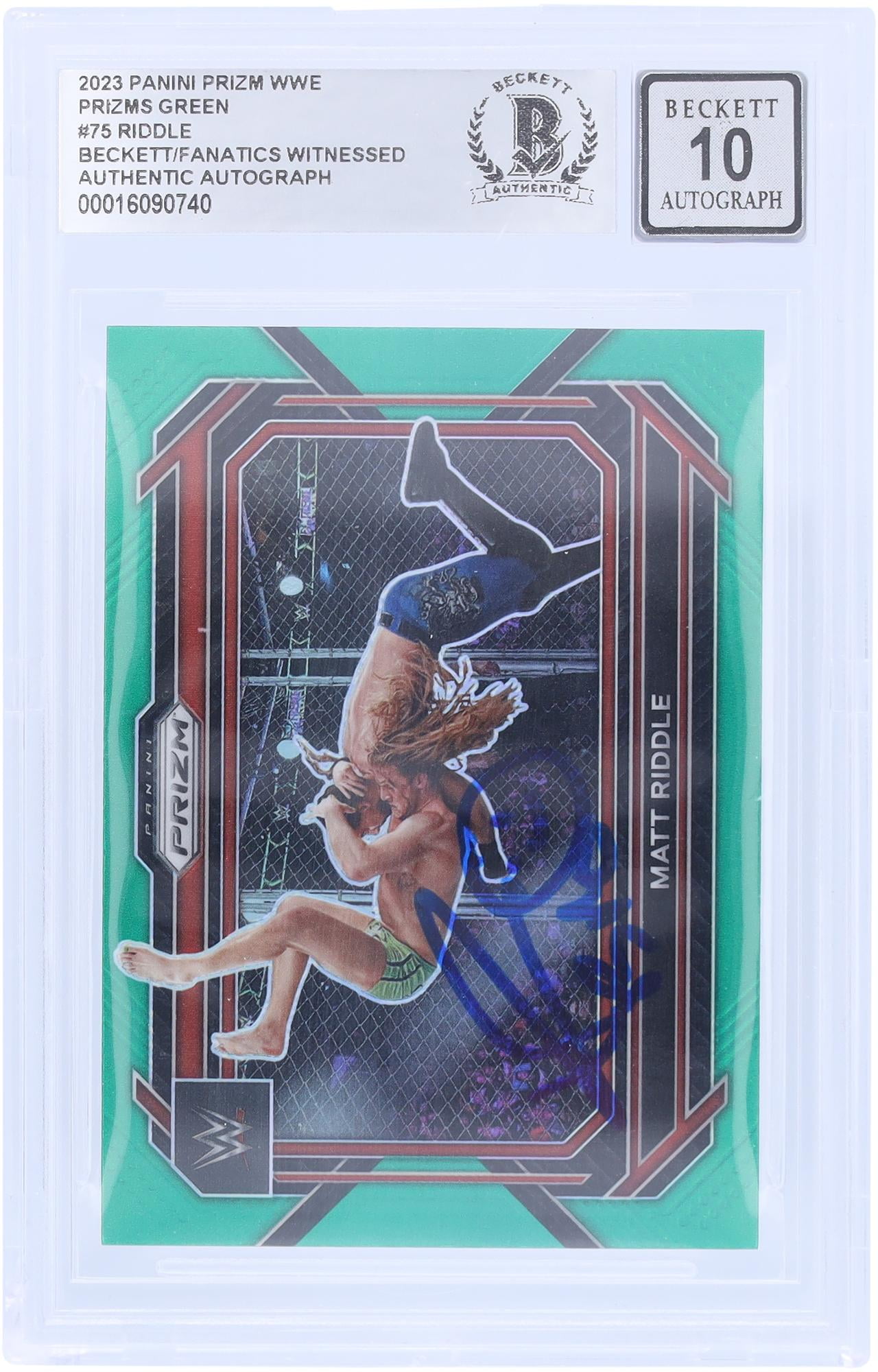 Matt Riddle WWE Autographed 2023 Panini Prizm Green Prizm #75 Beckett ...