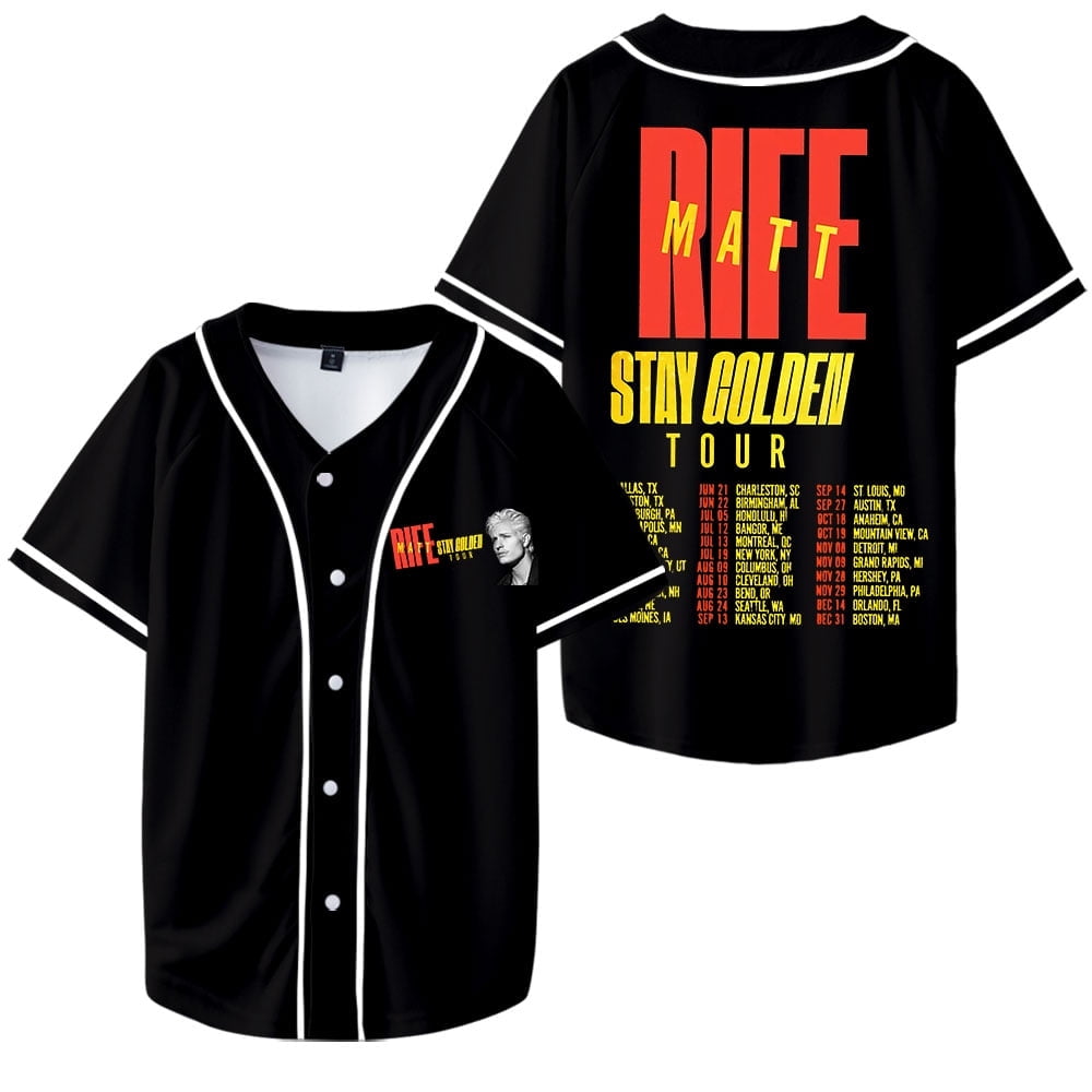 Matt Rife Stay Golden Tour 2025 Merch Baseball Jacket Men's And Women's Classic Short Sleeves ...
