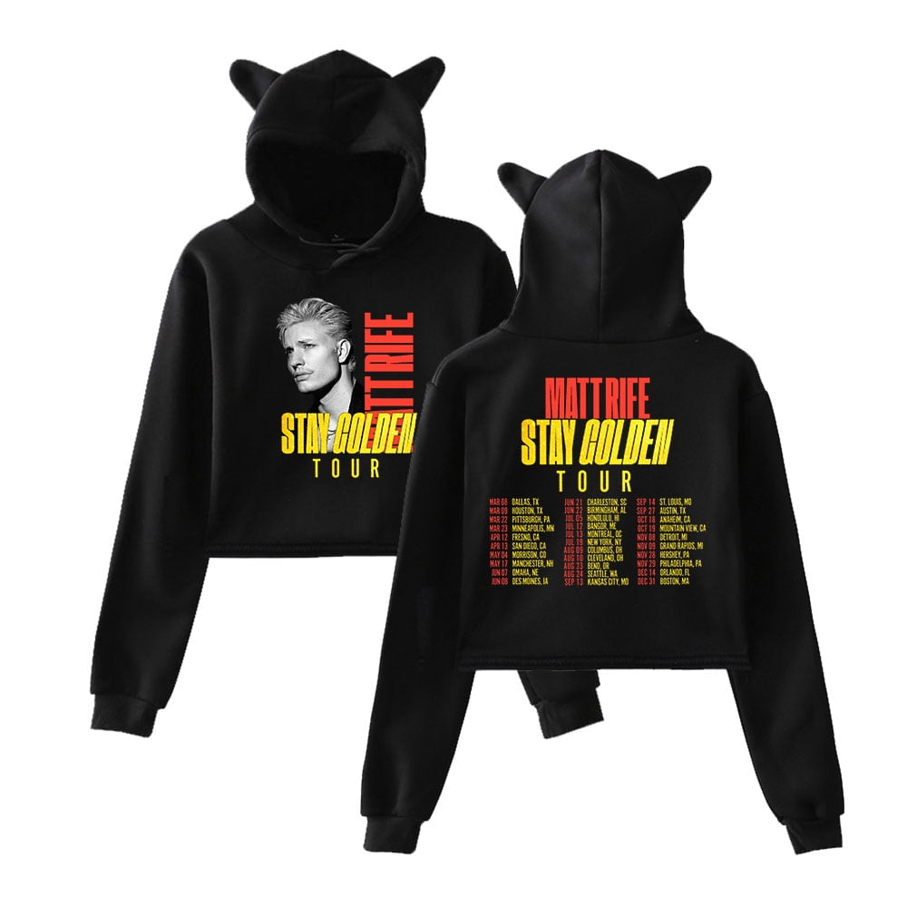 Matt Rife Stay Golden Tour Merch Pullover Female Cat Ears Hoodie Long ...