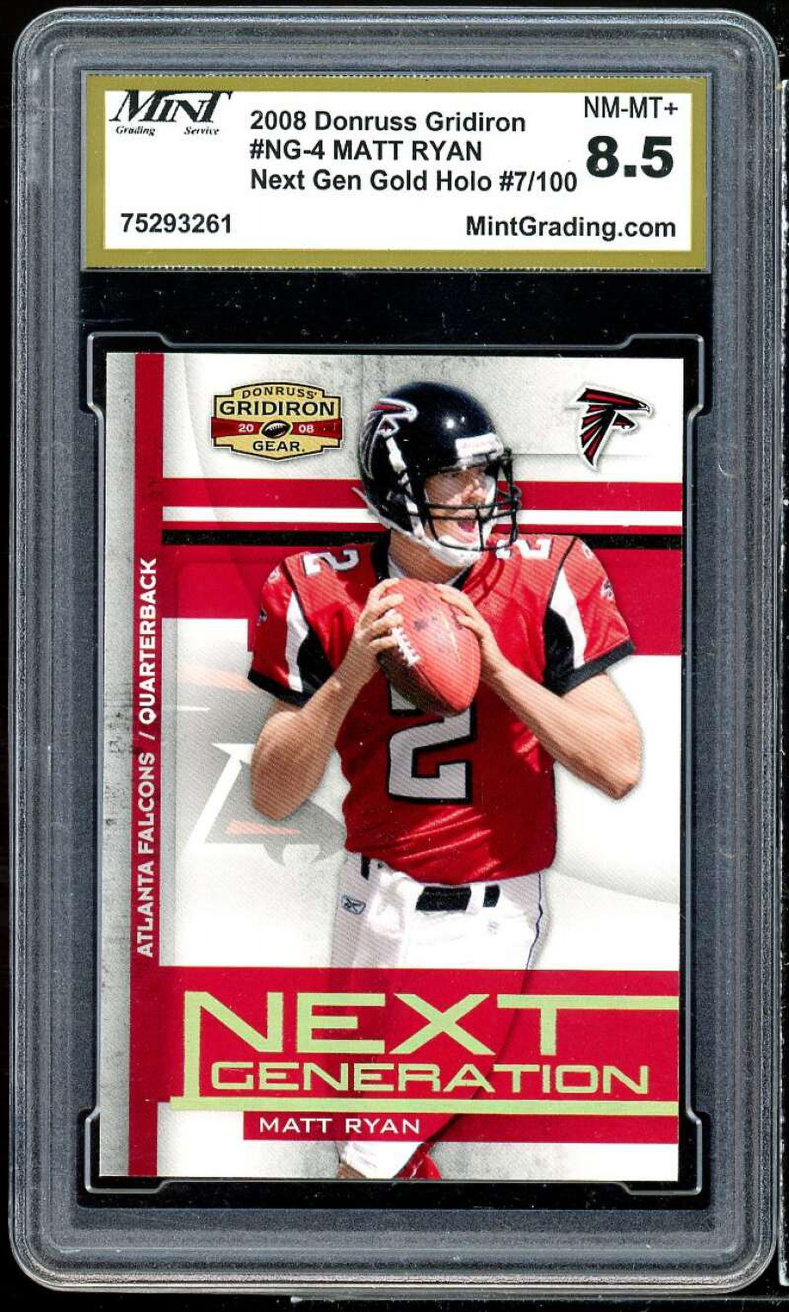 Matt Ryan Rookie Card 2008 Donruss Gridiron Gold Holo #4 MINT GRADING 8 ...