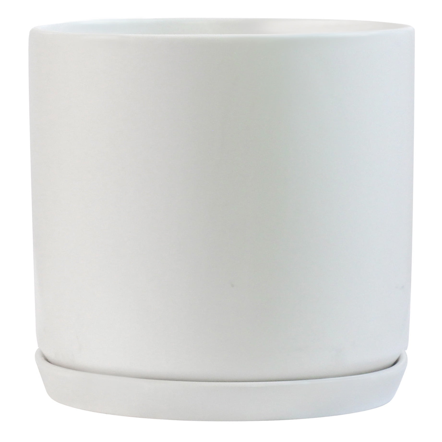 Matt White 10 Inch Large Ceramic Plant Pot with Saucer Garden Planters ...