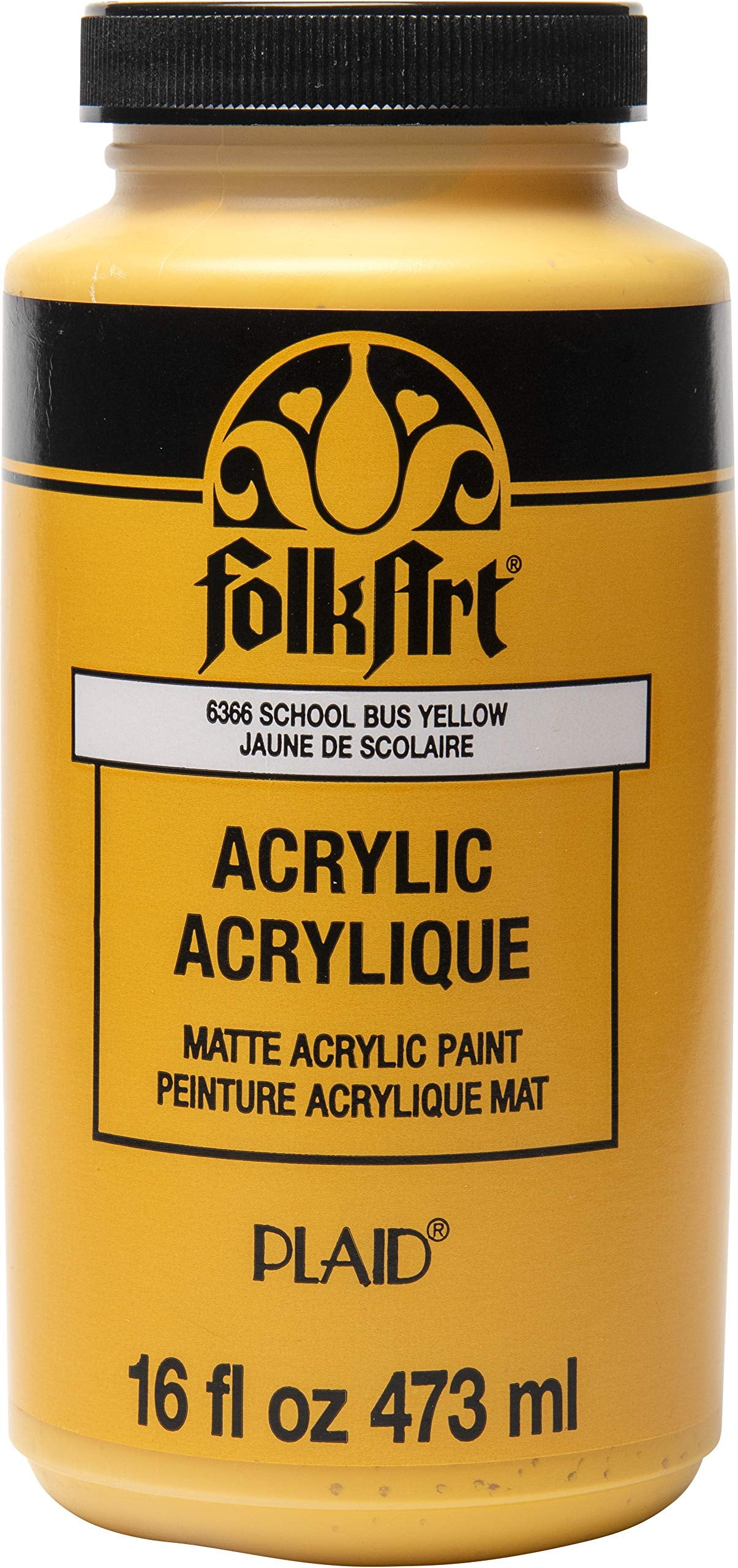 Matte Acrylic paint in Assorted Colours, 16 oz School Bus Yellow 16 Fl ...