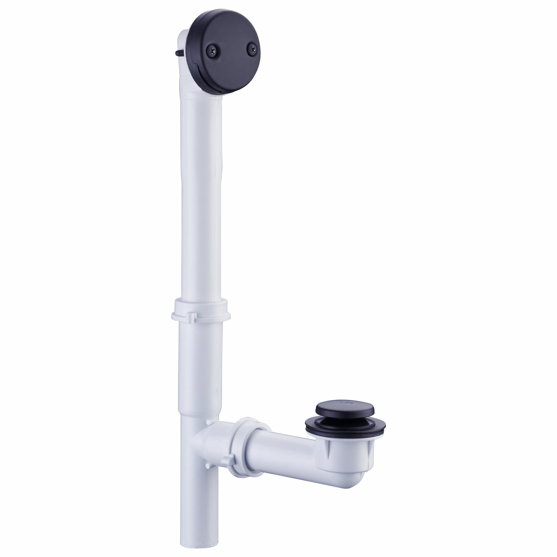 Matte Black 1-1/2" Bath Tub Drain Kit Plastic Tubular with Stainless ...