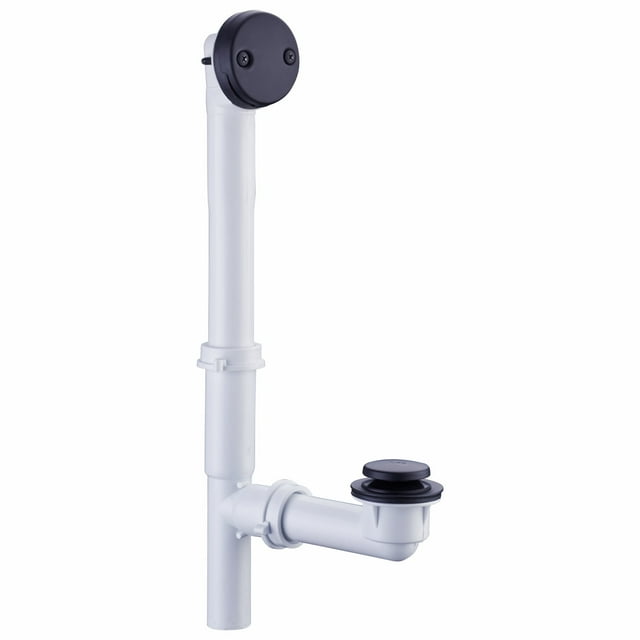 Matte Black 1-1/2" Bath Tub Drain Kit Plastic Tubular with Stainless ...
