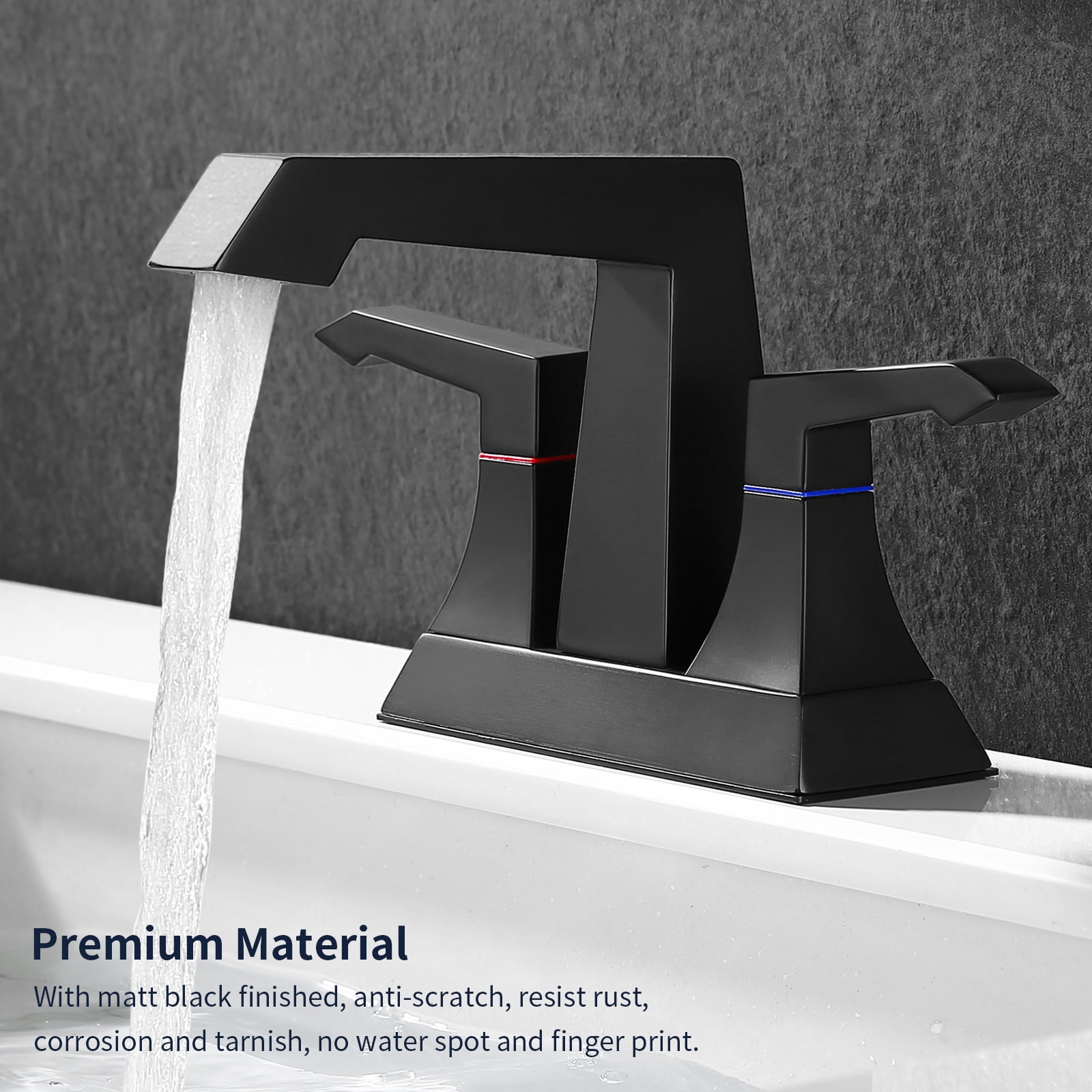 Matte Black 2-Handle Heavy Duty Bathroom Faucet with Drain & Supply ...