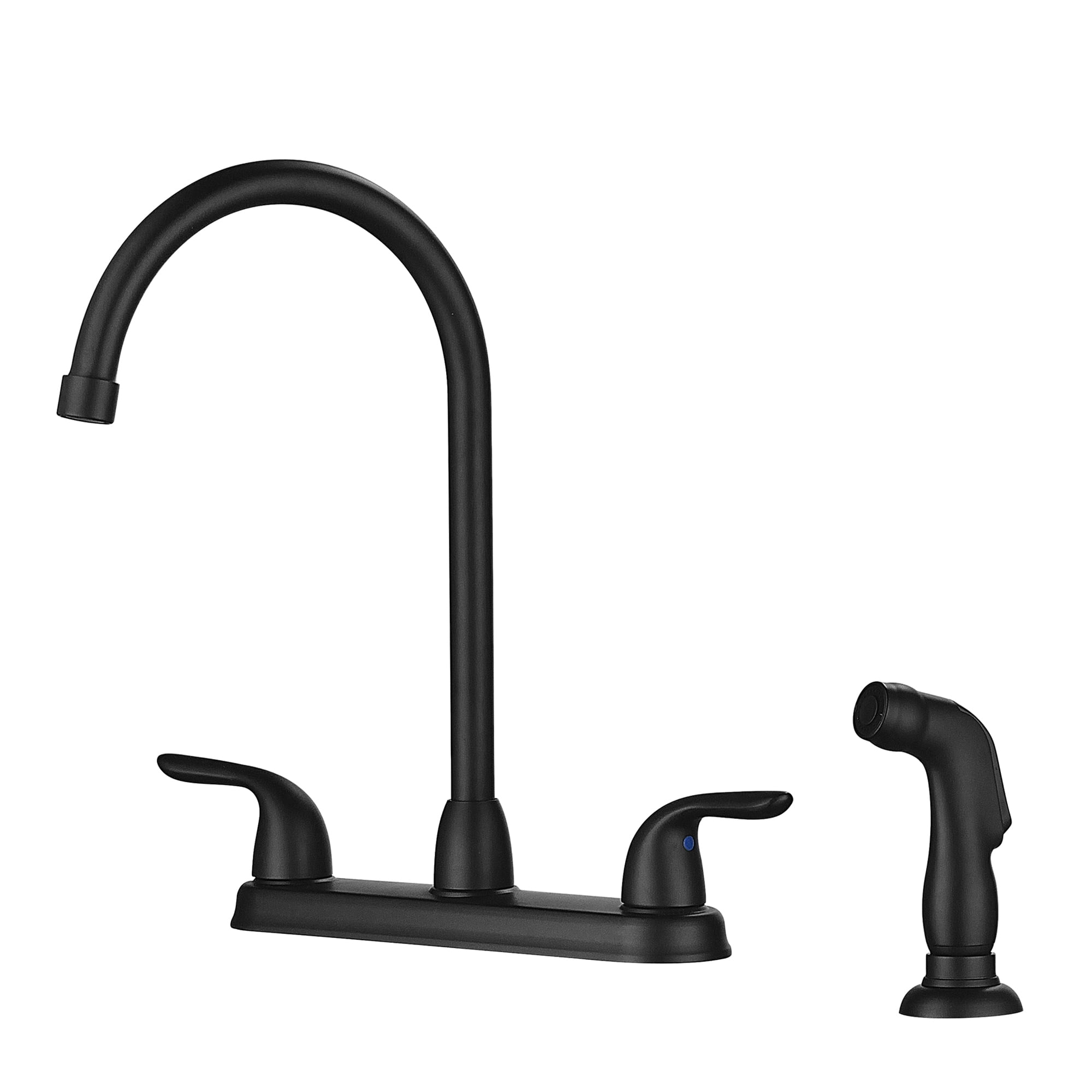Matte Black 2-Handle Kitchen Sink Faucet, 4-Hole Installation with Pull ...