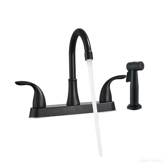 Matte Black 3 or 4 Hole Kitchen Faucet with Side Sprayer High Arc 360 ...