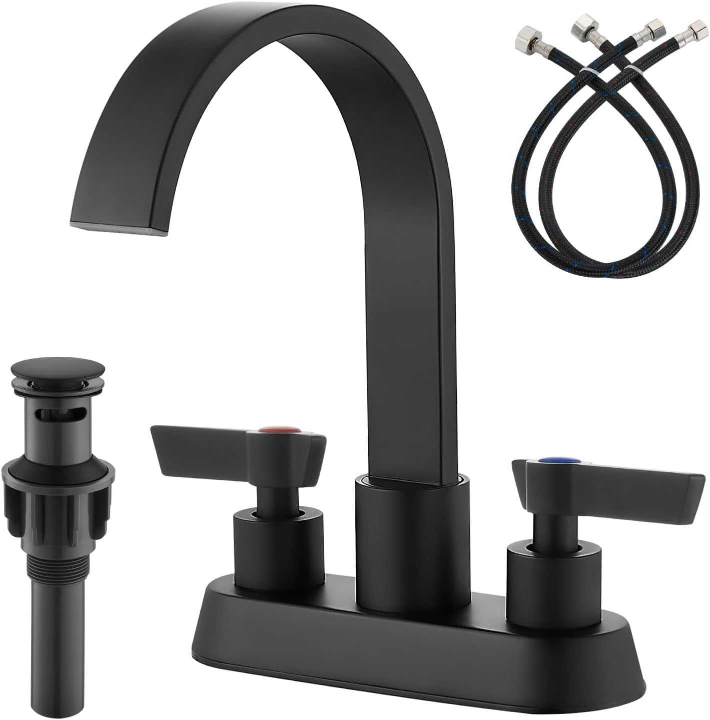 Matte Black | 4 Inch Centerset Bath Faucets | Two Handle Bath Sink Tap ...
