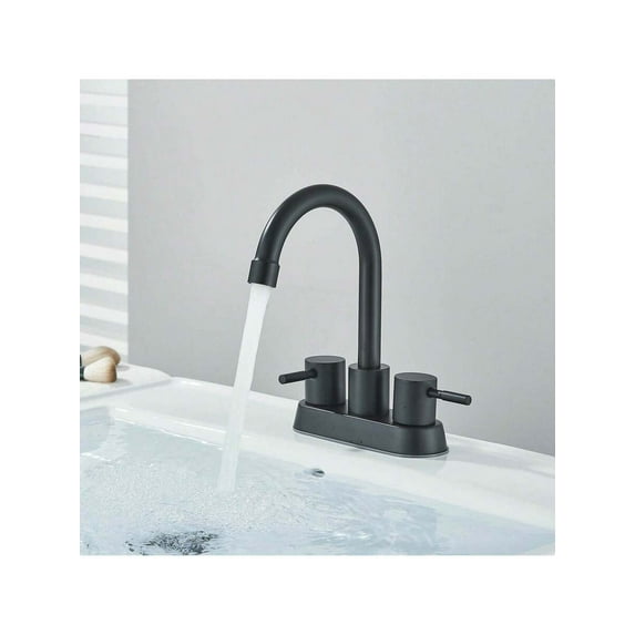 Matte Black 4 Inch Centerset Bathroom Faucet，3 Hole 2 Handle Vanity ...