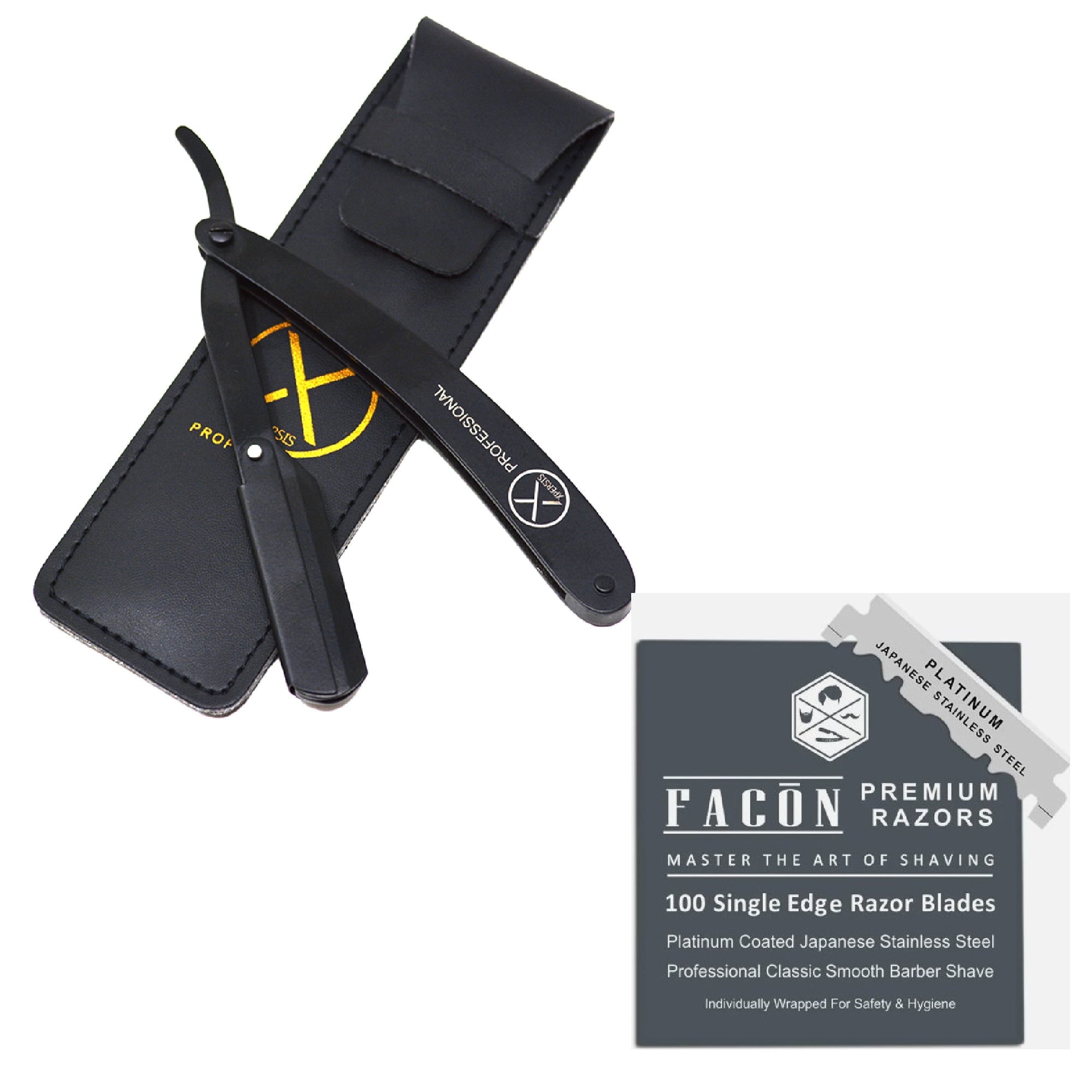 Matte Black Barber Straight Razor German Made Carbon Steel Material ...