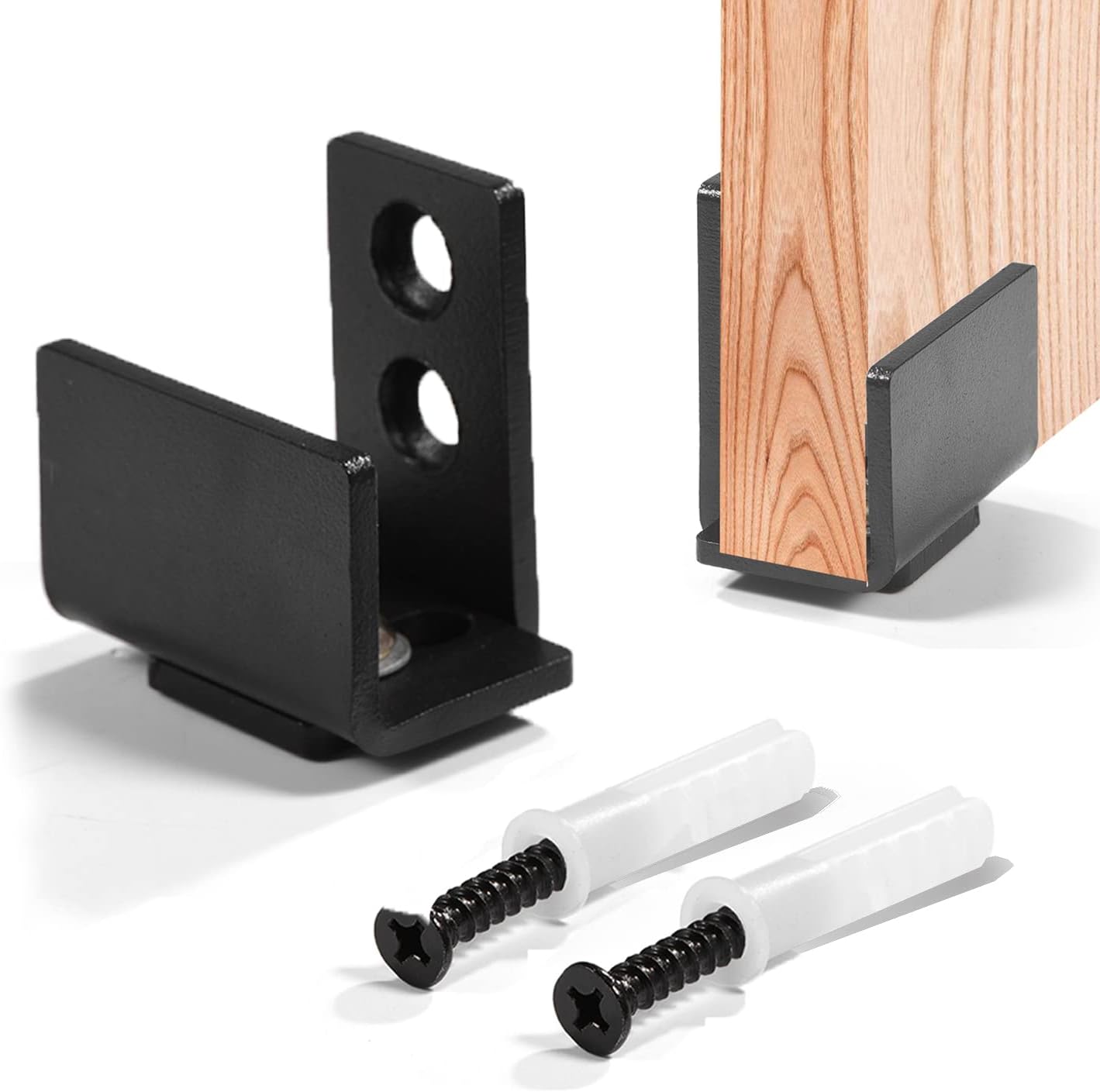 Matte Black Barn Door Floor Guides, Width Adjustable Sliding Door Guide ...