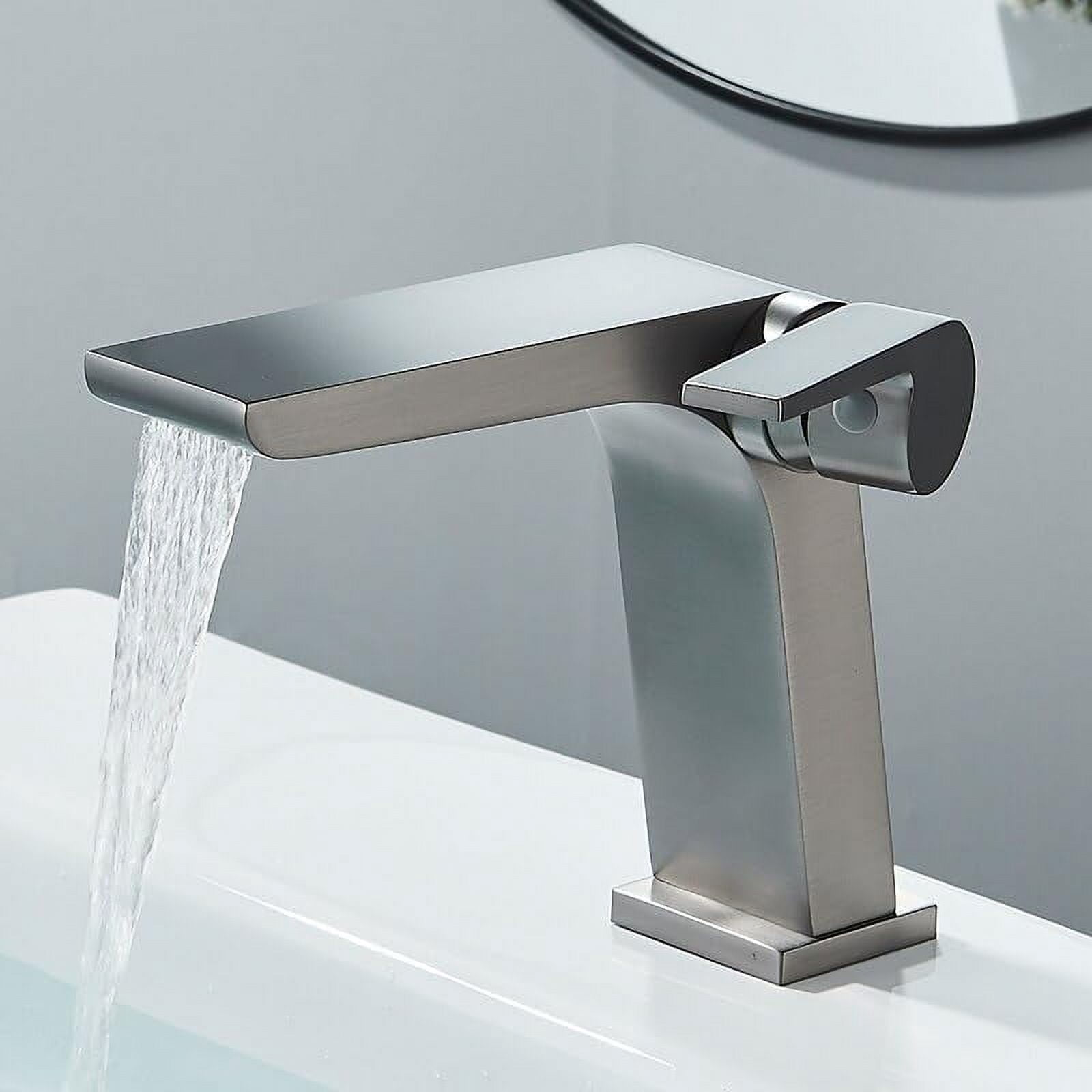 Matte Black Basin Faucet Grey Bathroom Waterfall Basin Faucet Paino ...