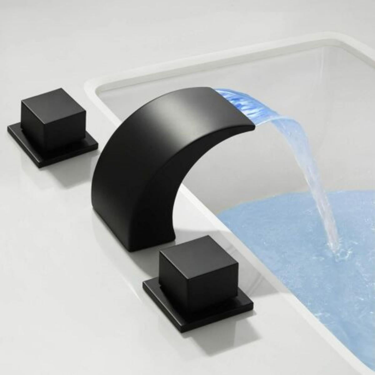 Walmart Matte Black LED Basin Faucet Set, Double Handles, Hot/Cold ...