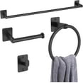 Matte Black Bathroom Accessories Set, 4 Pieces Hardware 24 inch Towel ...
