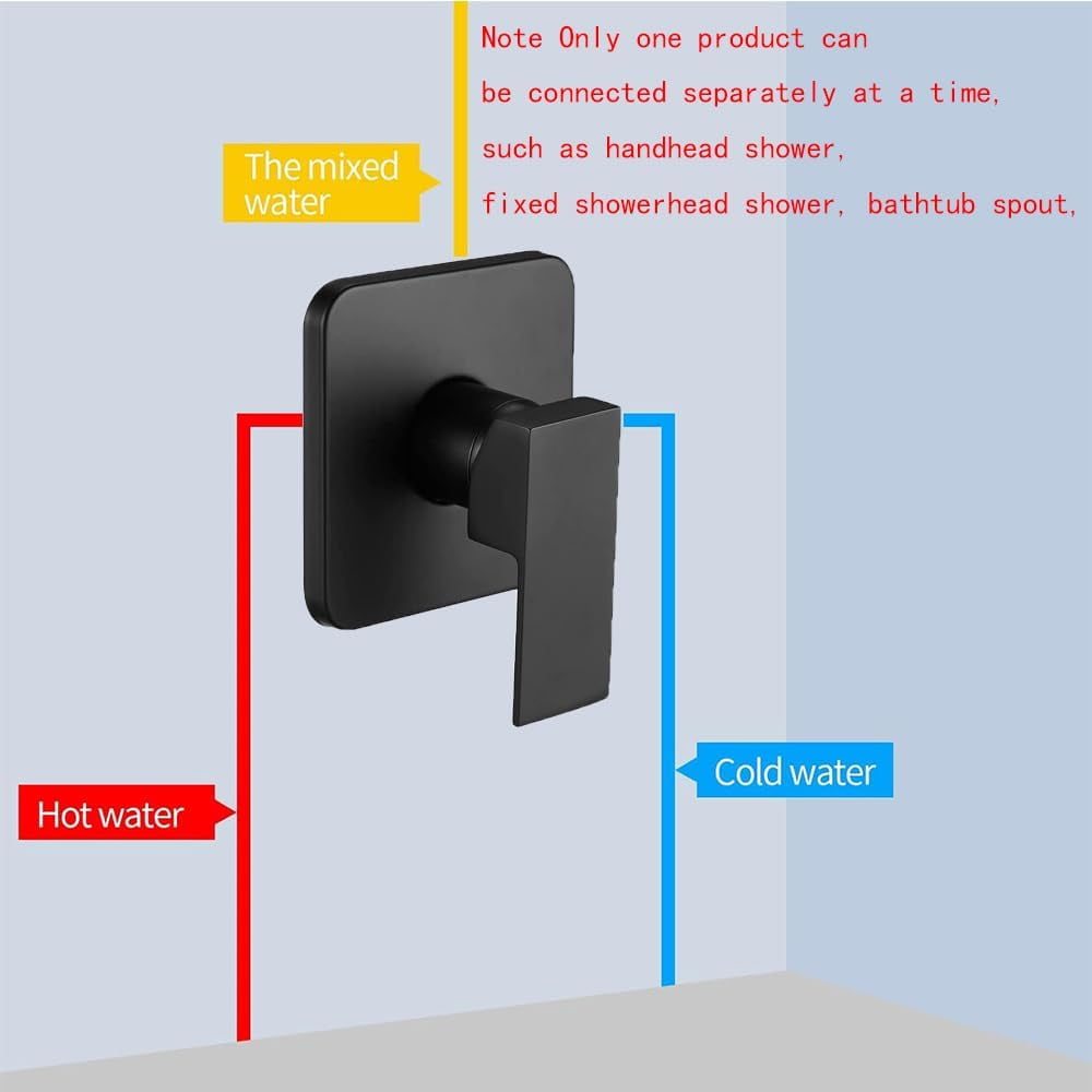 Matte Black Bathroom Brass Shower Faucet Handle Temperature Control ...