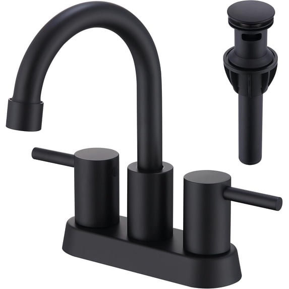 Matte Black Bathroom Faucet 2 or 3 Hole, 2 Handle 4 Inch Centerset ...