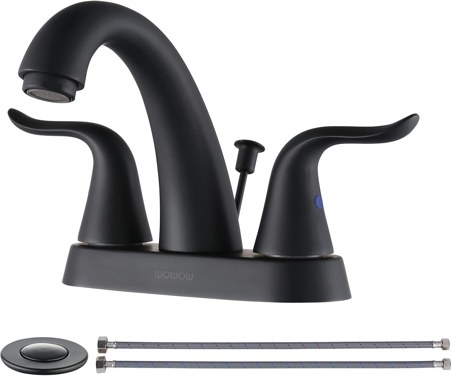 Matte Black Bathroom Faucet with 2 Handles for Sink, 4-inch Centerset ...