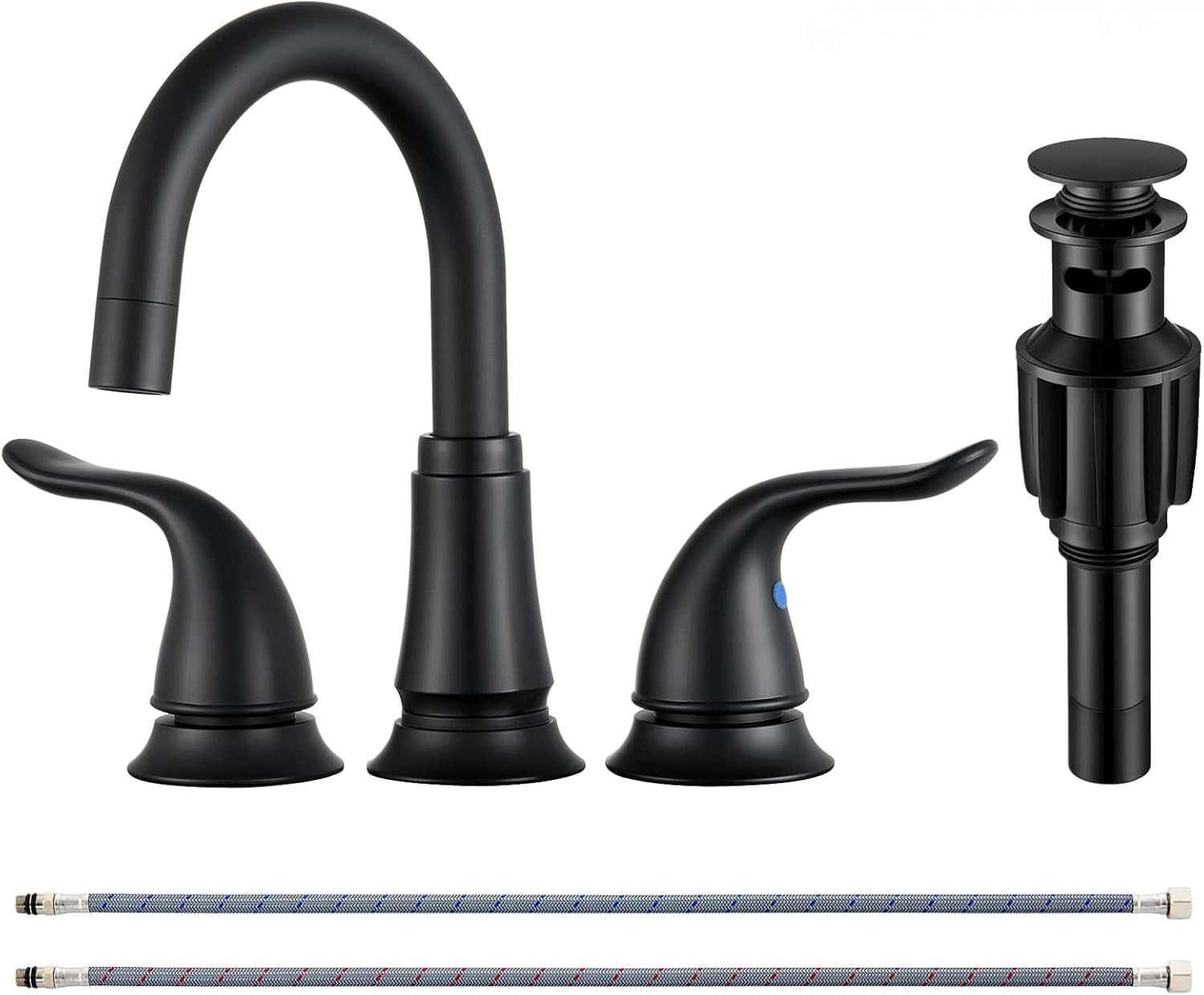 Matte Black Bathroom Faucet 3 Hole, 8 Inch Widespread Bathroom Sink ...