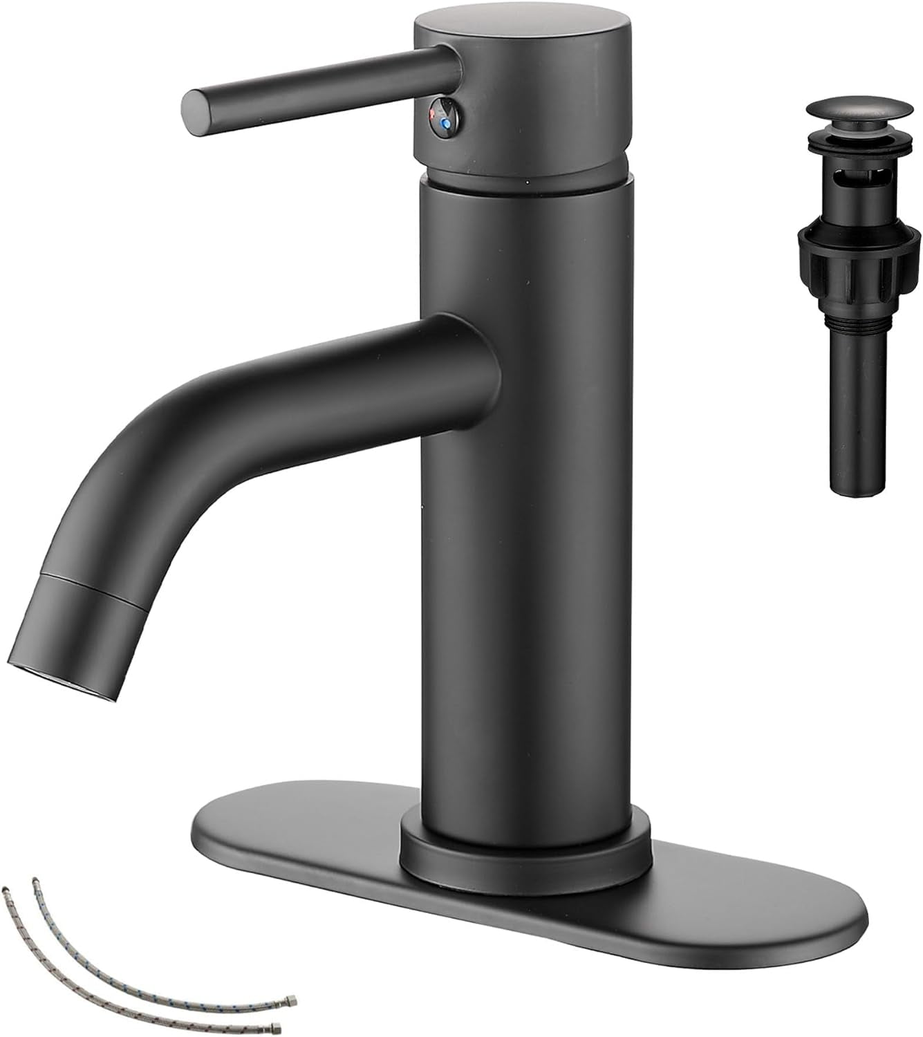 Matte Black Bathroom Faucet Single Handle One Hole Black Bathroom Sink