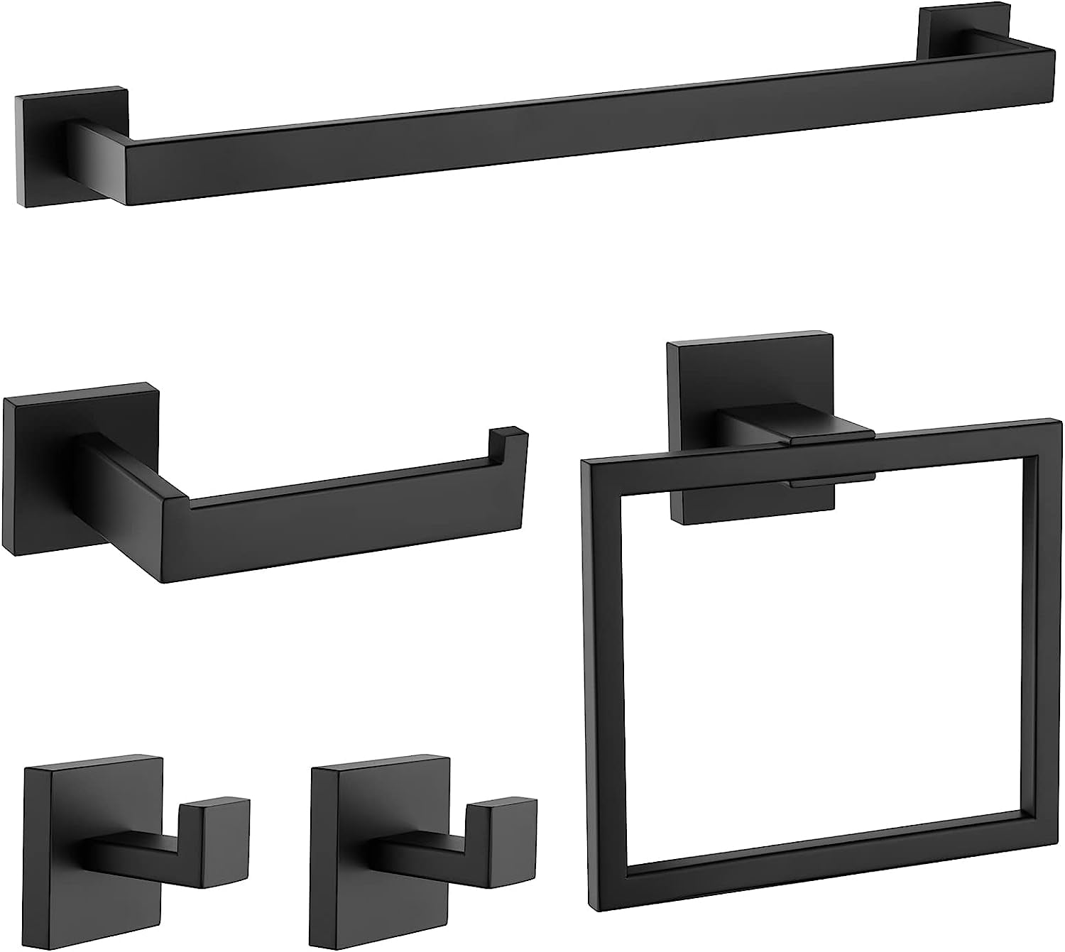 Matte Black Bathroom Hardware Set,5-Piece Towel Racks for Bathroom 23.6 ...
