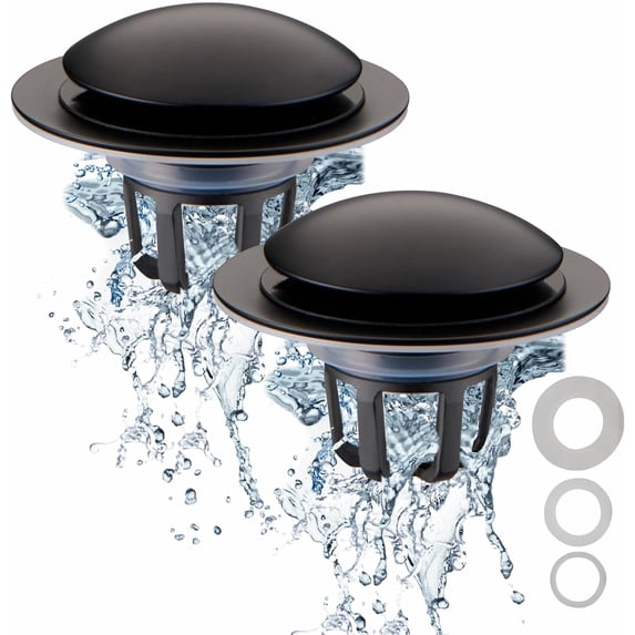 Matte Black Bathroom Sink Drain Stopper, Universal Pop-Up Drain Stopper ...