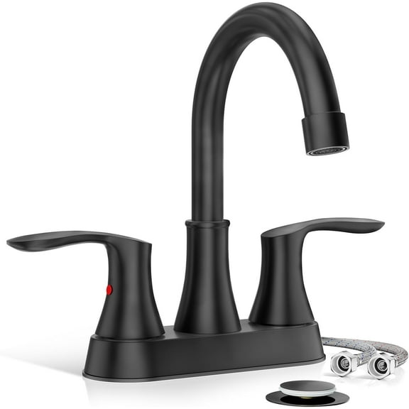 Matte Black 4 Inch Centerset Bathroom Faucet，3 Hole 2 Handle Vanity ...