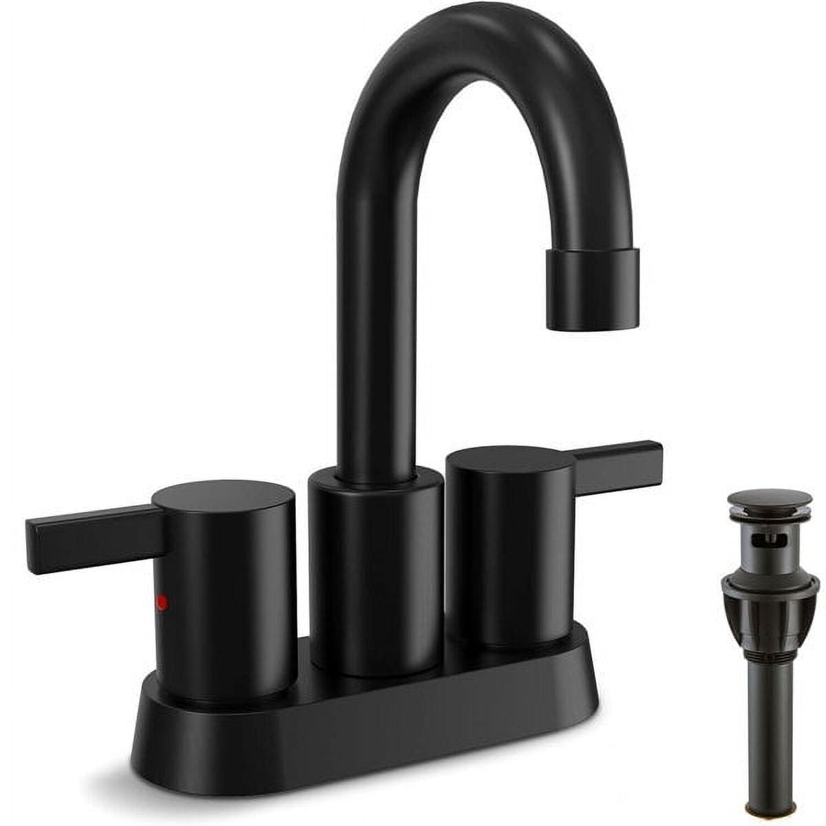 Matte Black Bathroom Sink Faucet 2 Handle 4 Inch Centerset Vanity Mixer ...