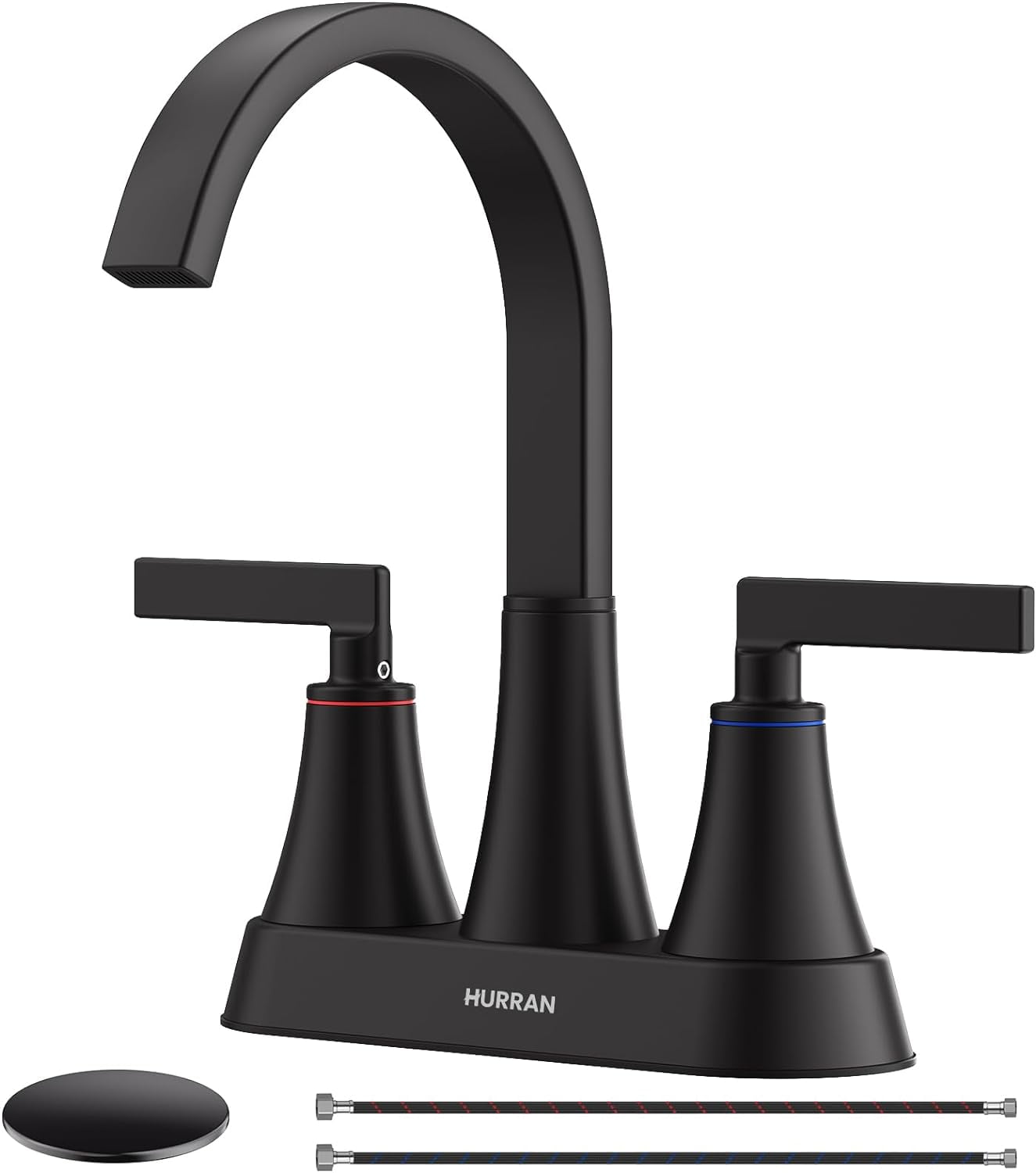 Matte Black Bathroom Sink Faucet, 4 Inch Bathroom Faucets for Sink 3 ...