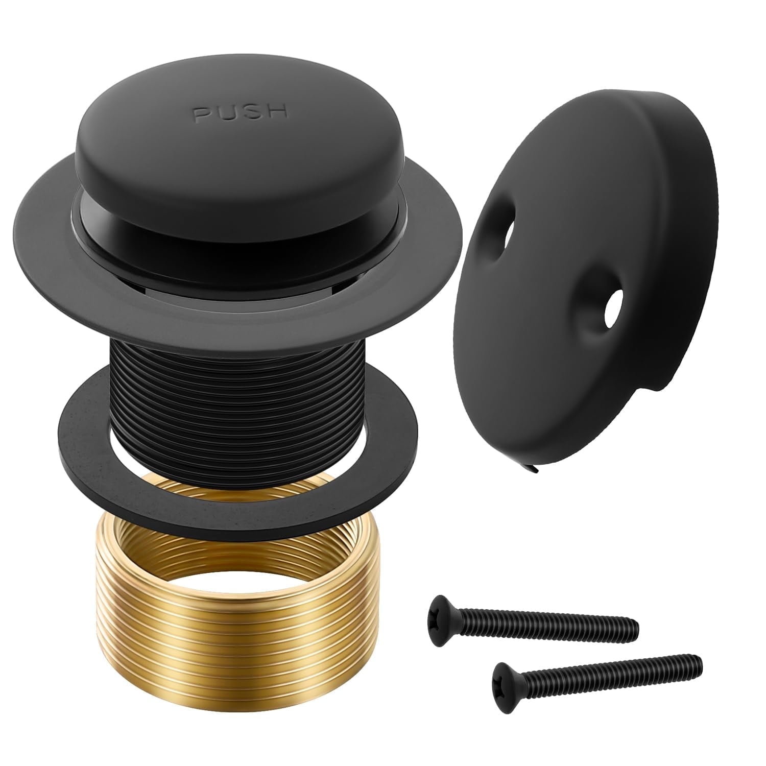 Matte Black Bathtub Drain Tip-Toe Tub Trim Set with Two-Hole Overflow ...