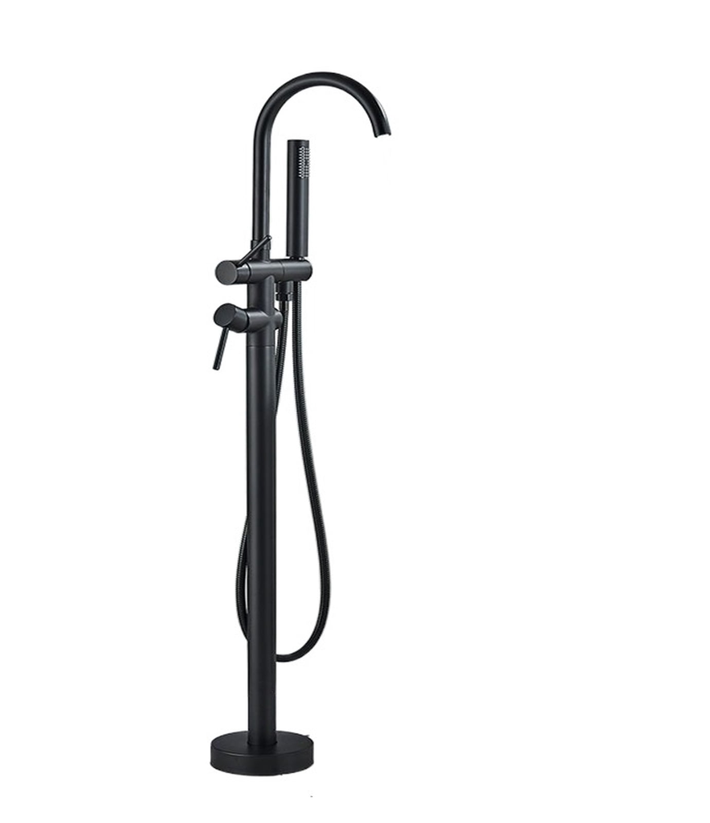 Matte Black Brass Bathroom Tub Faucet, Floor Mounted Free Standing ...