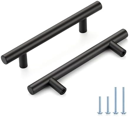 Matte Black Cabinet Handles 3-3/4 Inch Hole Spacing, Stainless Steel ...