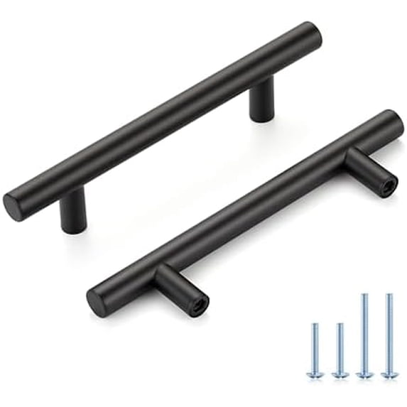Matte Black Cabinet Handles 3-3/4 Inch Hole Spacing, Stainless Steel ...