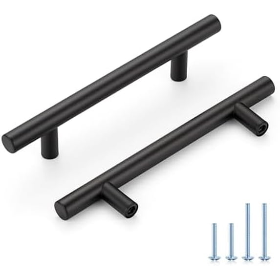 Matte Black Cabinet Handles 4 Inch Hole Spacing, Stainless Steel Drawer ...