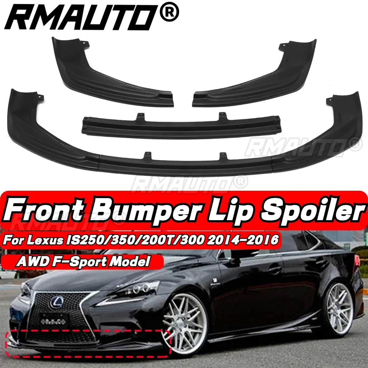 Matte Black Car Front Bumper Splitter Lip Diffuser Spoiler For Lexus ...