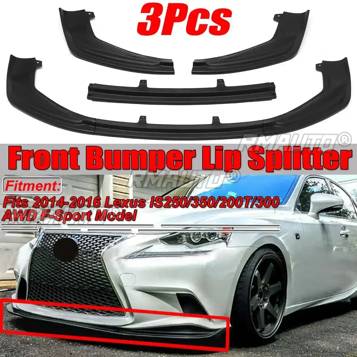 Matte Black Car Front Bumper Splitter Lip Diffuser Spoiler For Lexus ...