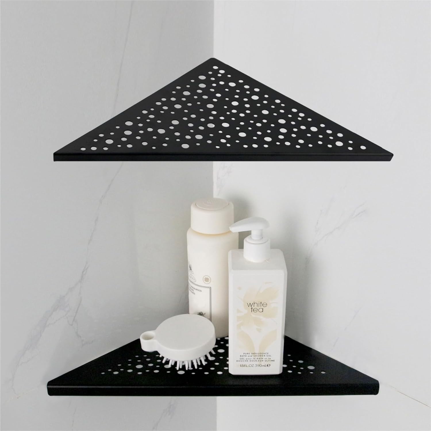 Matte Black Corner Shower Shelf 10" Triangular Corner Shelf Stainless ...