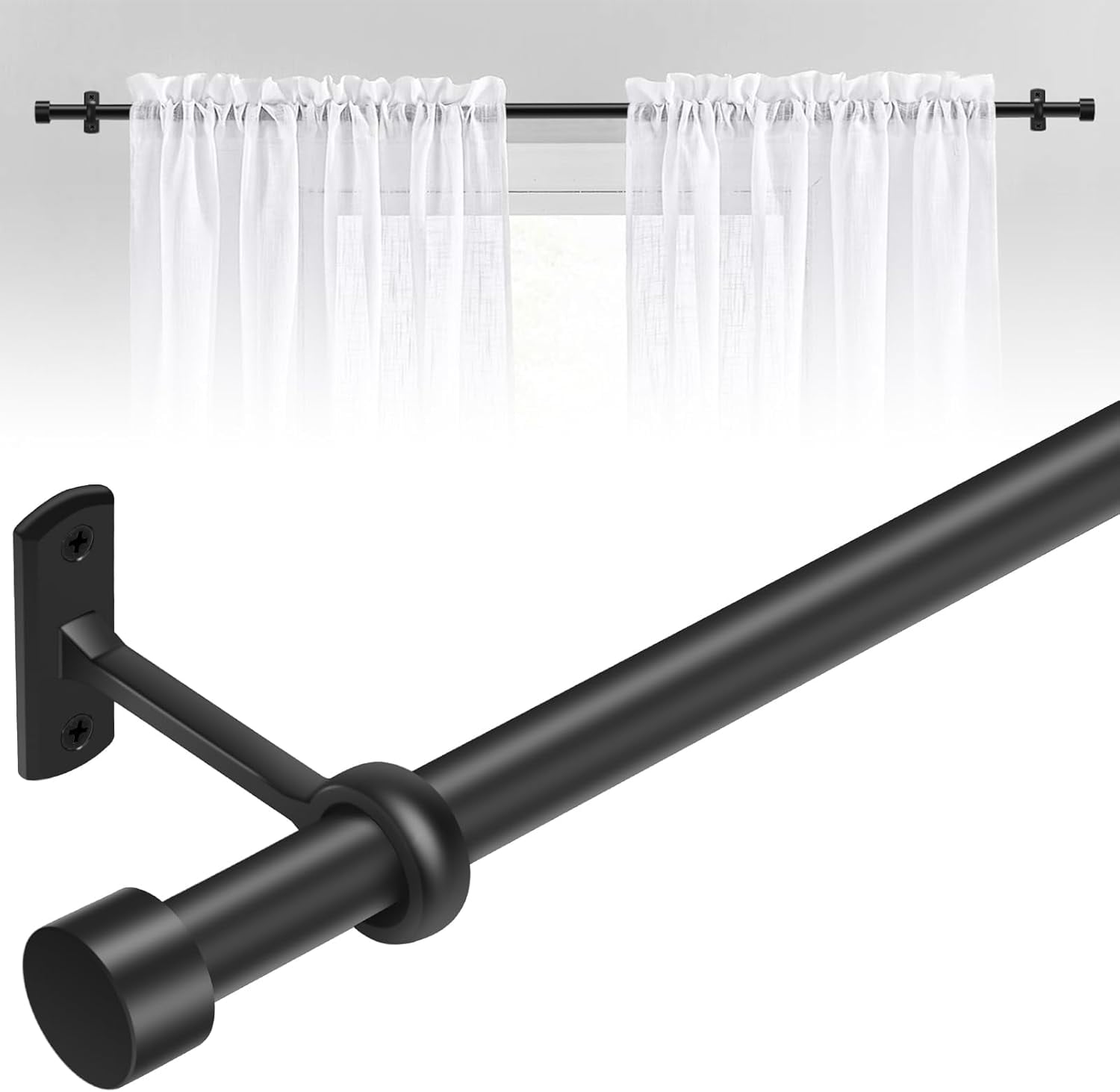 Matte Black Curtain Rods for Windows 30 To 120 Inches (3-10 Feet), 1 ...